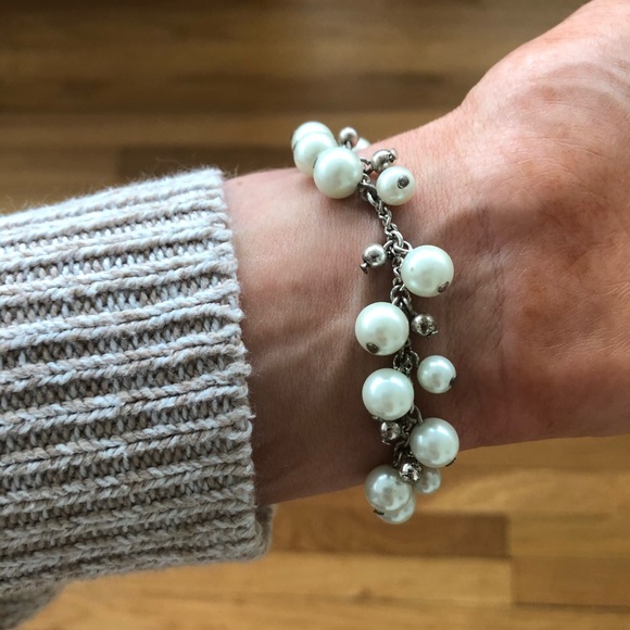 Chaps | Jewelry | Chaps Silvertone Pearl Silver Bead Bracelet 75 | Poshmark